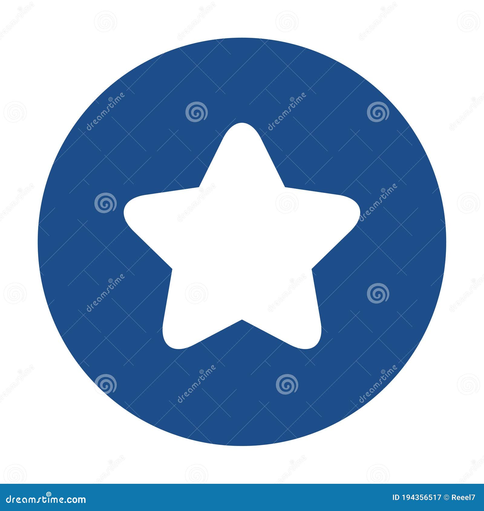 Blue Round Star Icon, Button Isolated on a White Background. Stock ...