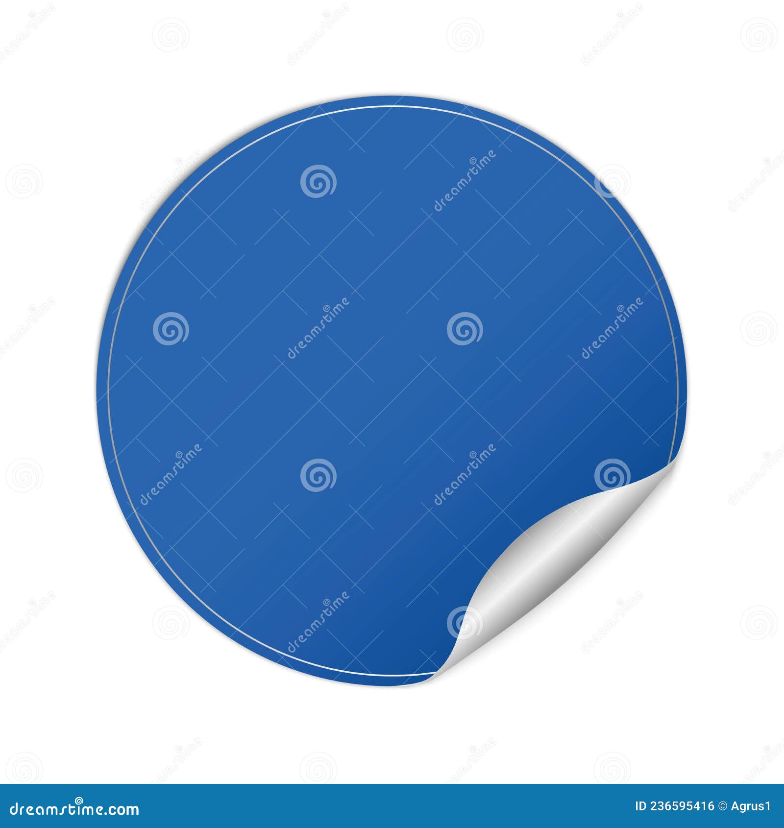 Blue Round Sticker Vector Banner with Gold Frame on White Background ...
