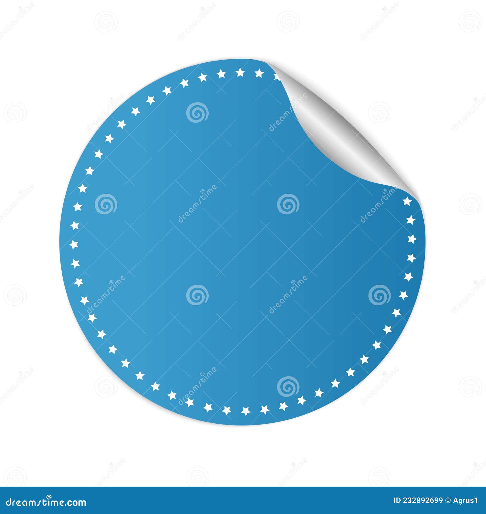 Blue Round Sticker Vector Banner with Stars Frame on White Background ...