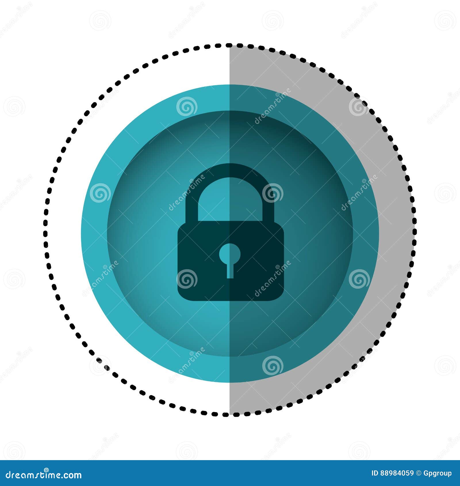 Blue Round Symbol Padlock Closed Icon Stock Illustration - Illustration ...