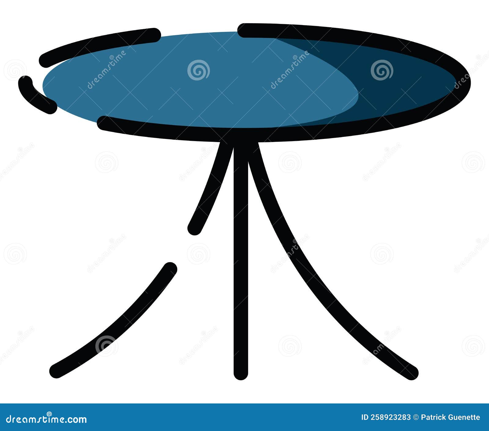 Blue round table, icon stock vector. Illustration of base - 258923283