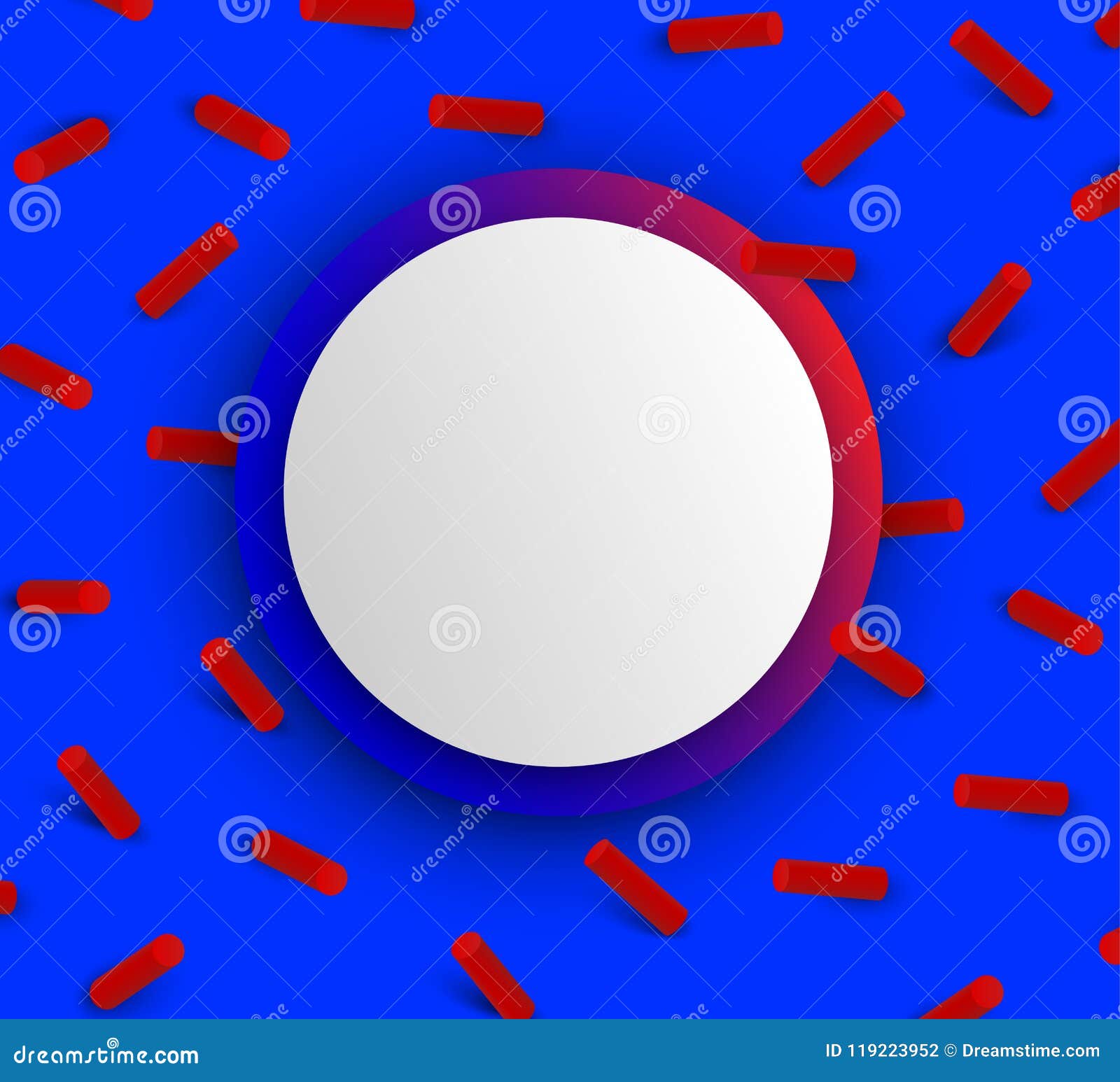 Blue Round Textured Background with Red 3d Geometric Pattern. Stock ...