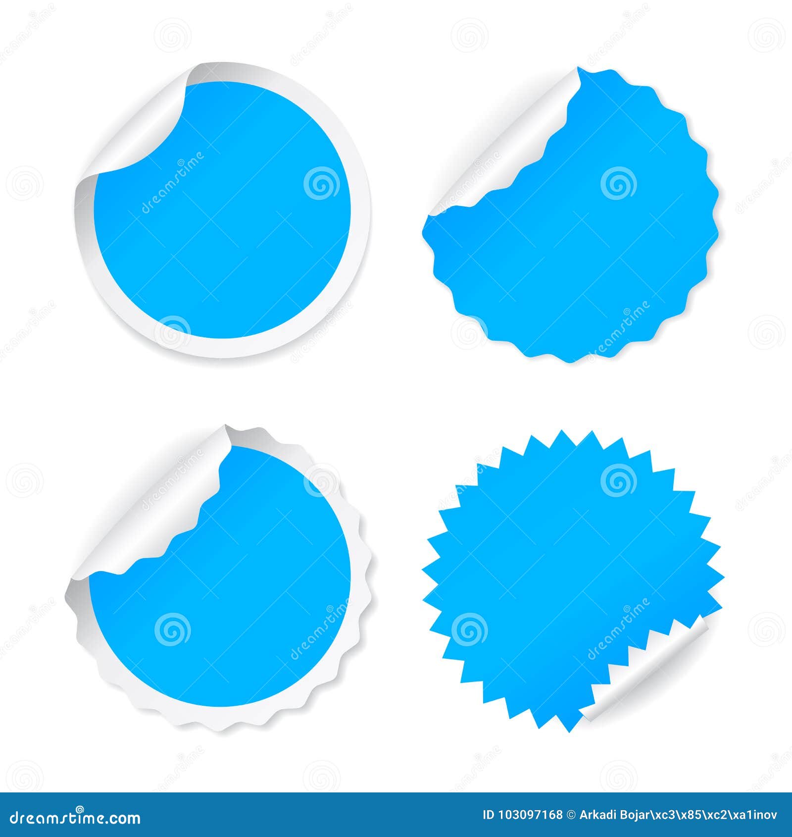 Blue Round Vector Sticker Set Stock Vector - Illustration of banner ...