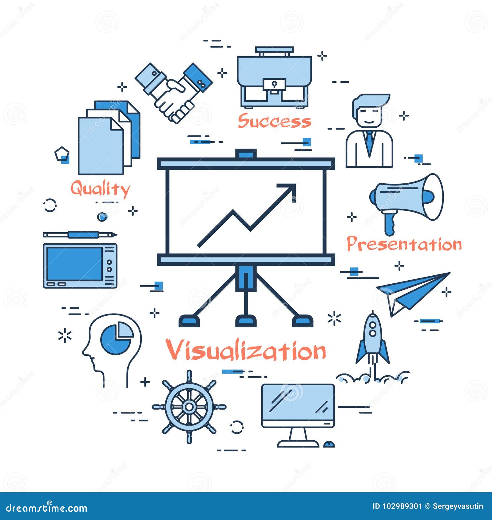 Blue Round Visualization Concept Stock Vector - Illustration of company ...