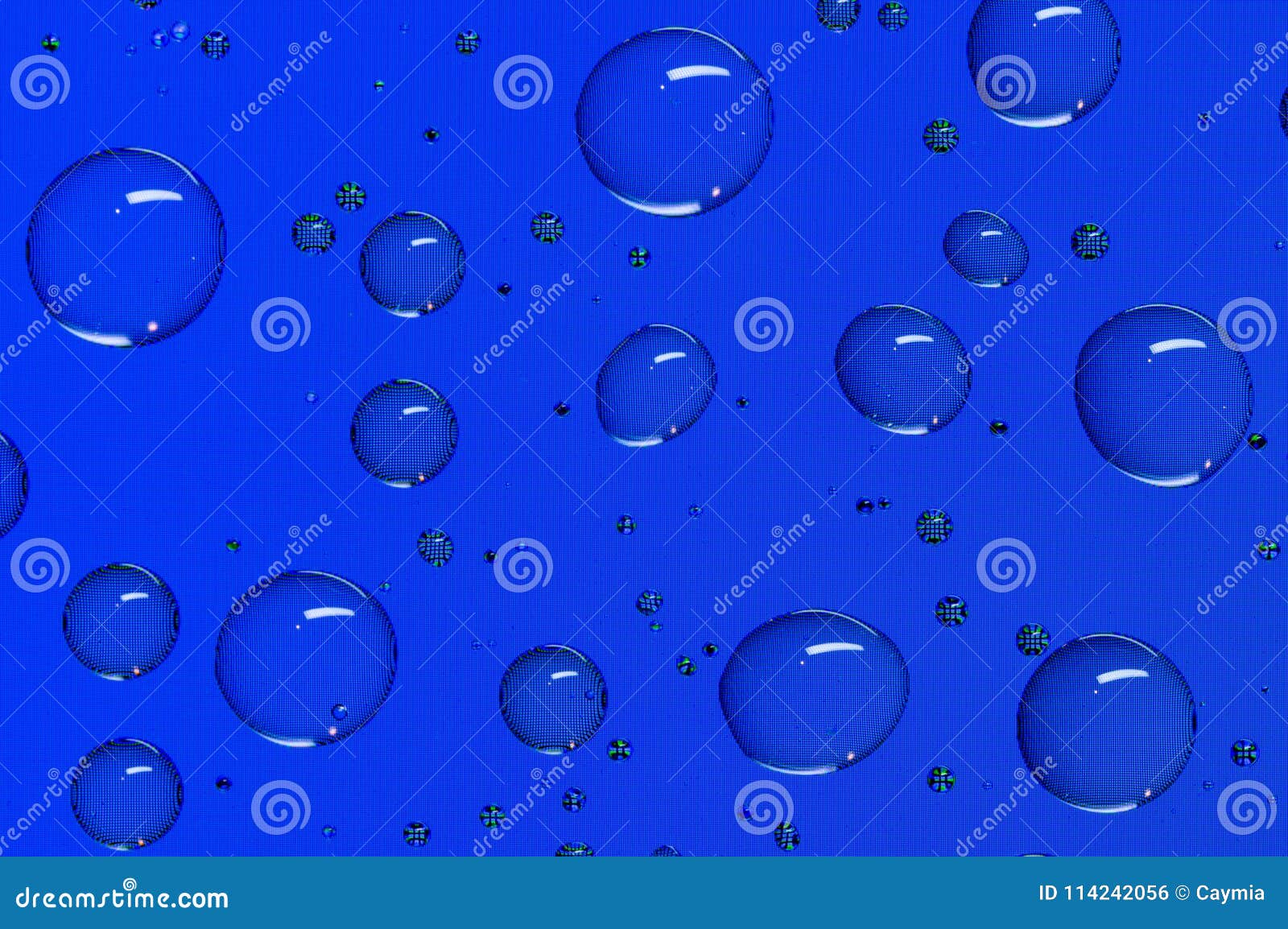 Blue Round Water Droplets Background with Pixel Pattern. Stock Photo ...