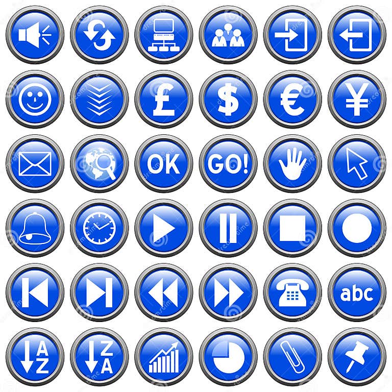Blue Round Web Buttons [3] stock illustration. Illustration of glossy ...