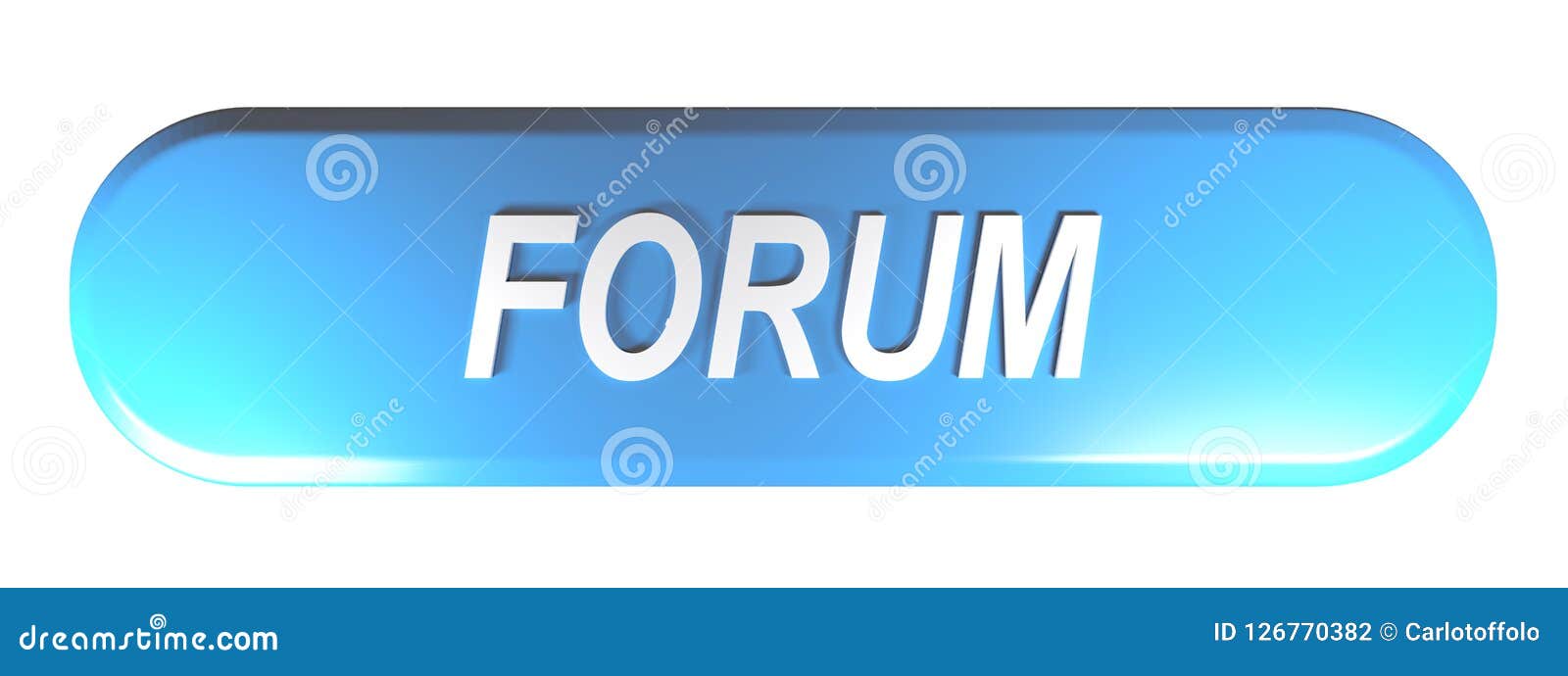 Blue Rounded Rectangle Push Button FORUM - 3D Rendering Stock ...