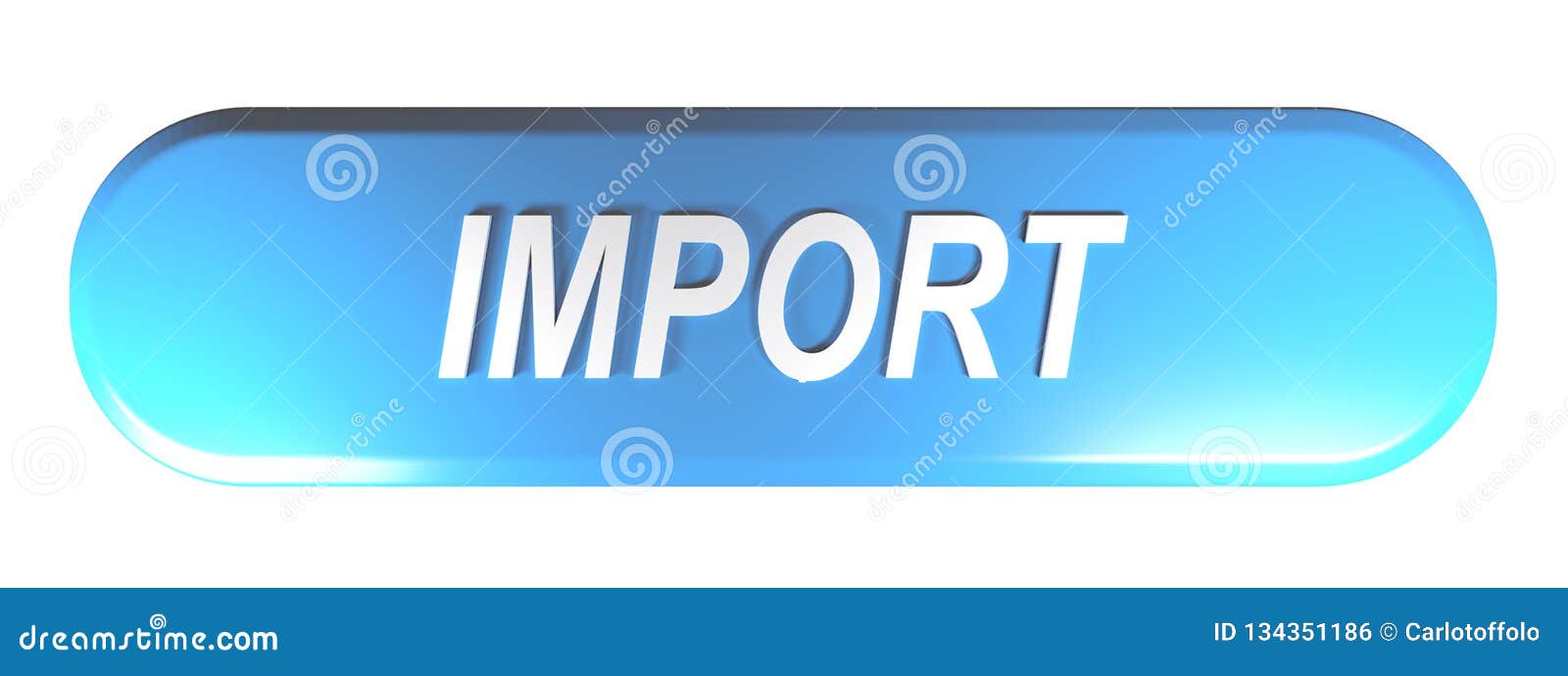 Blue Rounded Rectangle Push Button IMPORT - 3D Rendering Stock ...