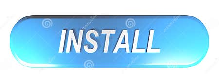Blue Rounded Rectangle Push Button INSTALL - 3D Rendering Stock ...