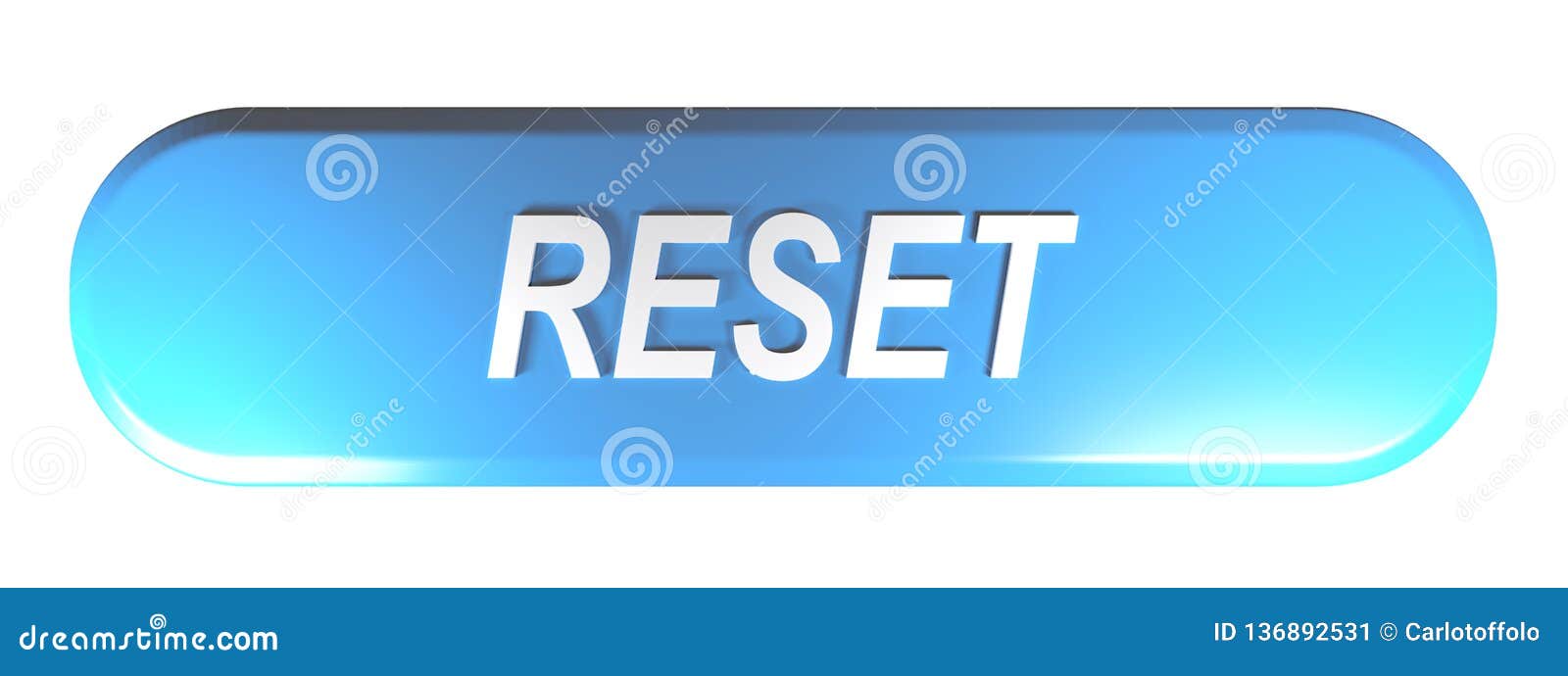Blue Rounded Rectangle Push Button RESET - 3D Rendering Stock ...