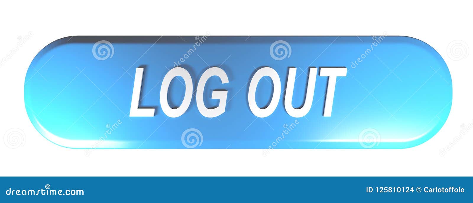 Blue Rounded Rectangle Push Button To LOG OUT - 3D Rendering Stock ...