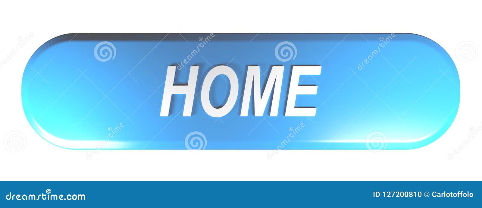 Blue Rounded Rectangle Push Button HOME - 3D Rendering Stock ...