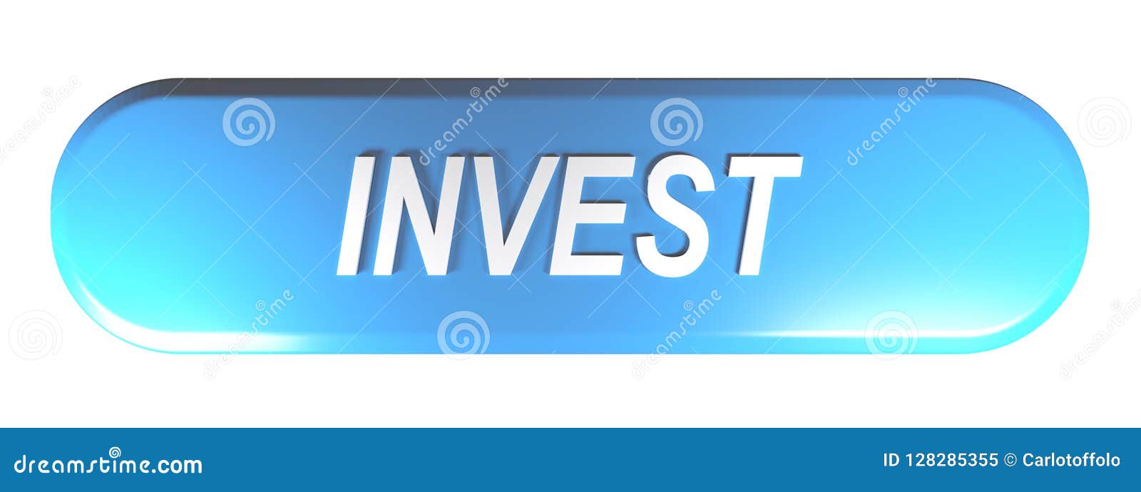 Blue Rounded Rectangle Push Button INVEST - 3D Rendering Stock ...