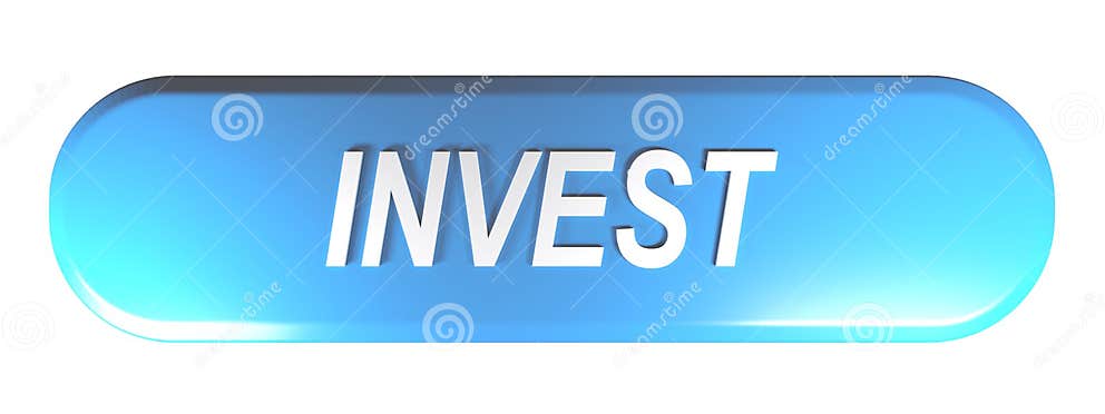 Blue Rounded Rectangle Push Button INVEST - 3D Rendering Stock ...