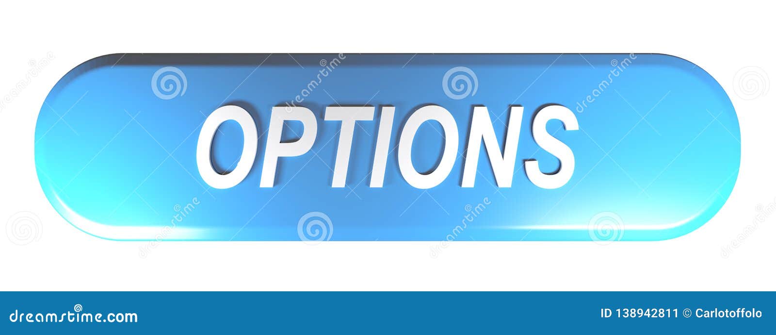 Blue Rounded Rectangle Push Button OPTIONS - 3D Rendering Illustration ...