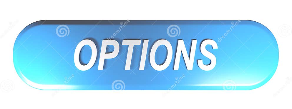 Blue Rounded Rectangle Push Button OPTIONS - 3D Rendering Illustration ...