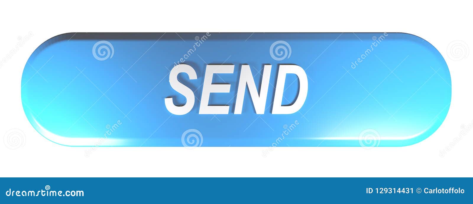 Blue Rounded Rectangle Push Button SEND - 3D Rendering Stock ...