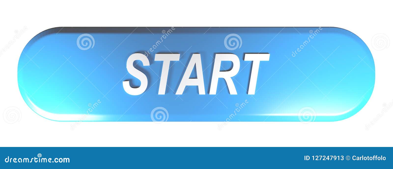 Blue Rounded Rectangle Push Button START - 3D Rendering Stock ...