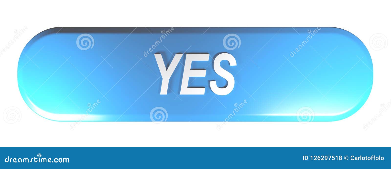 Blue Rounded Rectangle Push Button YES - 3D Rendering Stock ...