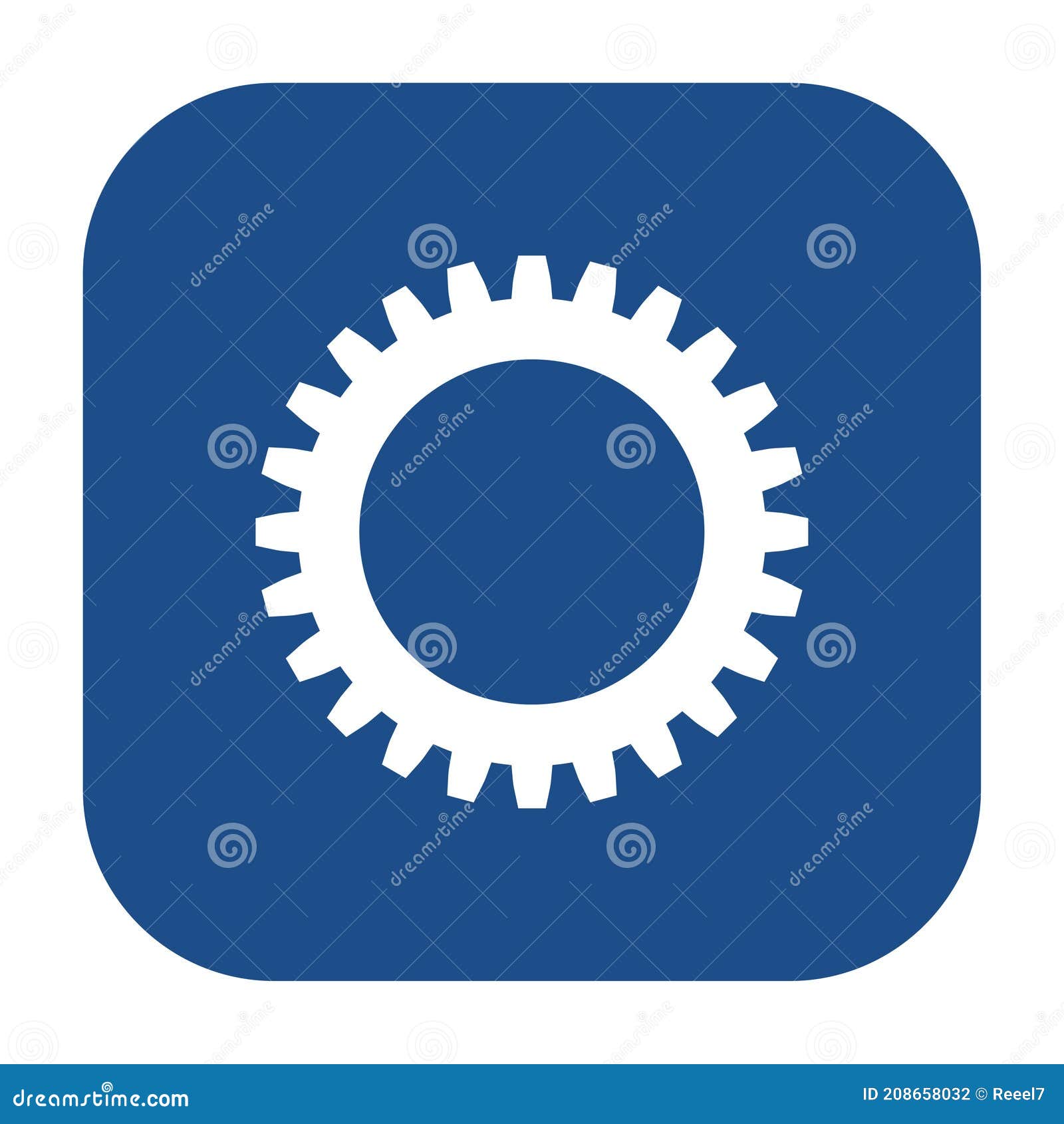Blue Rounded Square Gear Wheel Icon, Button. Stock Vector ...