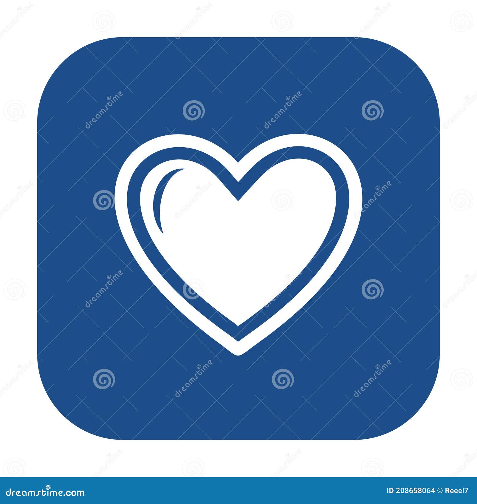 Blue Rounded Square Heart with Outline Icon, Button. Stock Vector ...