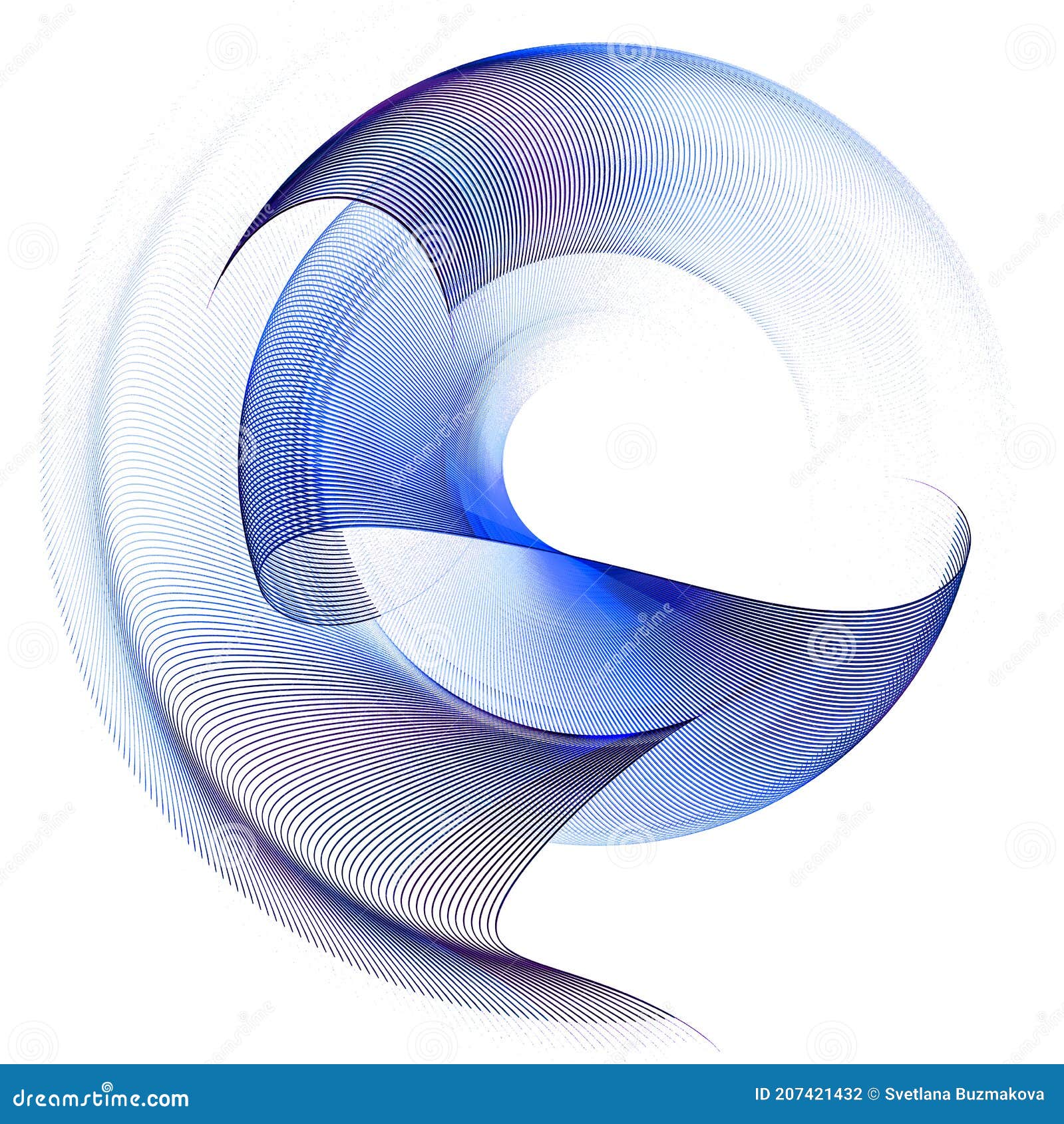 Blue Rounded Wavy Elements are Gracefully Curved and Rotated in a ...