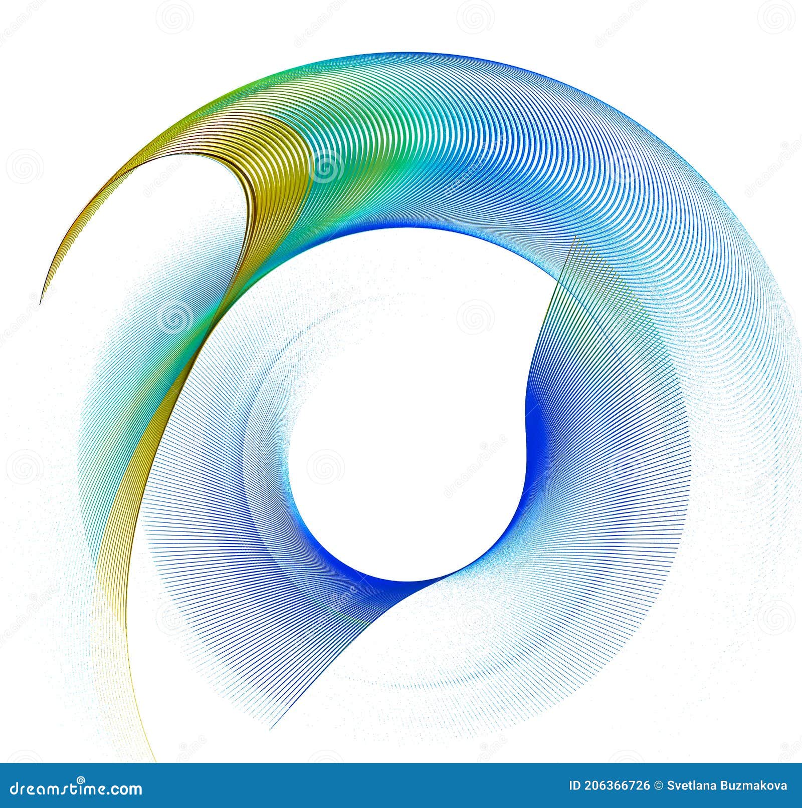 Blue Rounded Wavy Elements with Yellow and Green Stripes Isolated on ...
