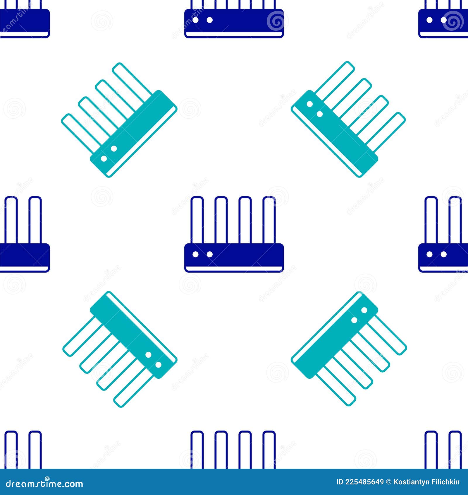 Blue Router and Wi-fi Signal Icon Isolated Seamless Pattern on White ...