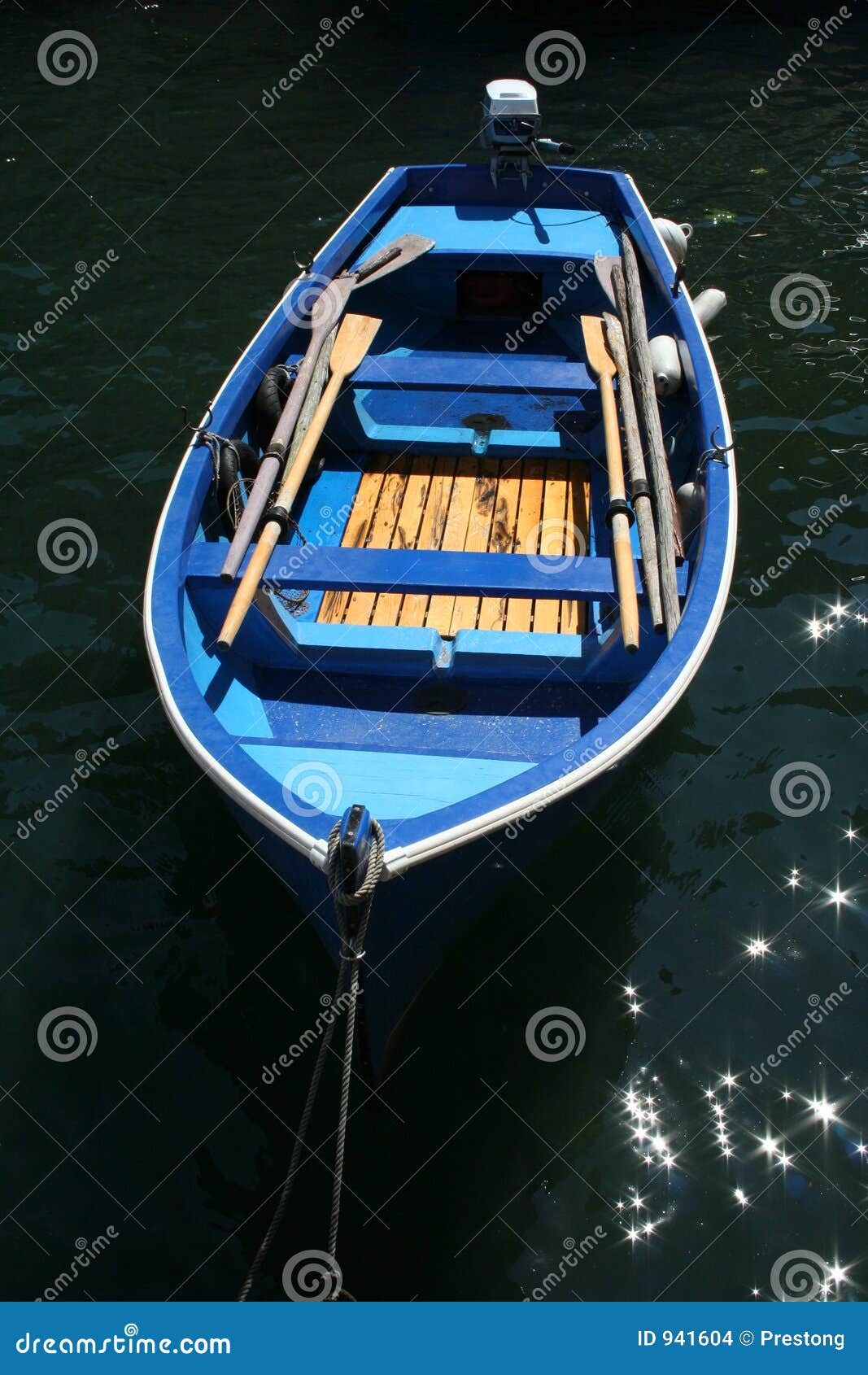 Blue row boat stock photo. Image of oars, dock, transportation - 941604