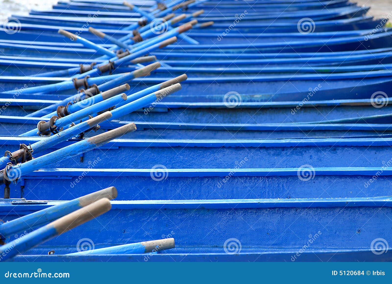 Blue Row Boats Docked stock photo. Image of wood, parked - 5120684