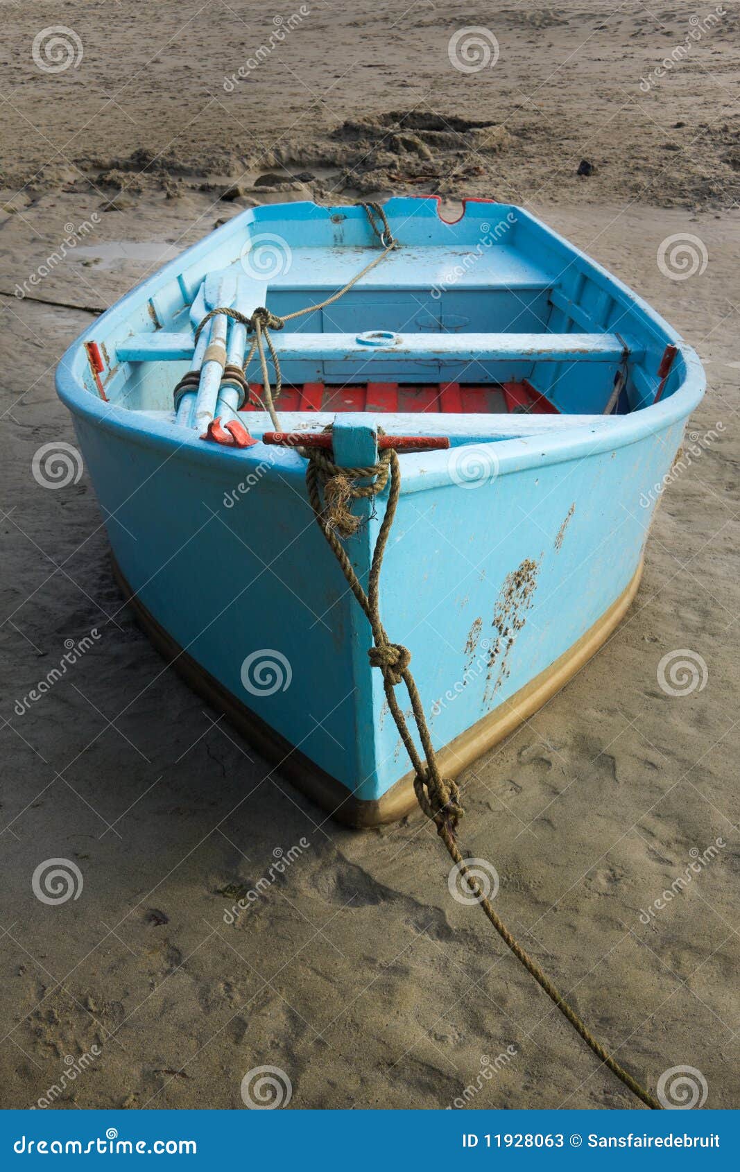 The blue rowboat stock image. Image of moorings, beach - 11928063