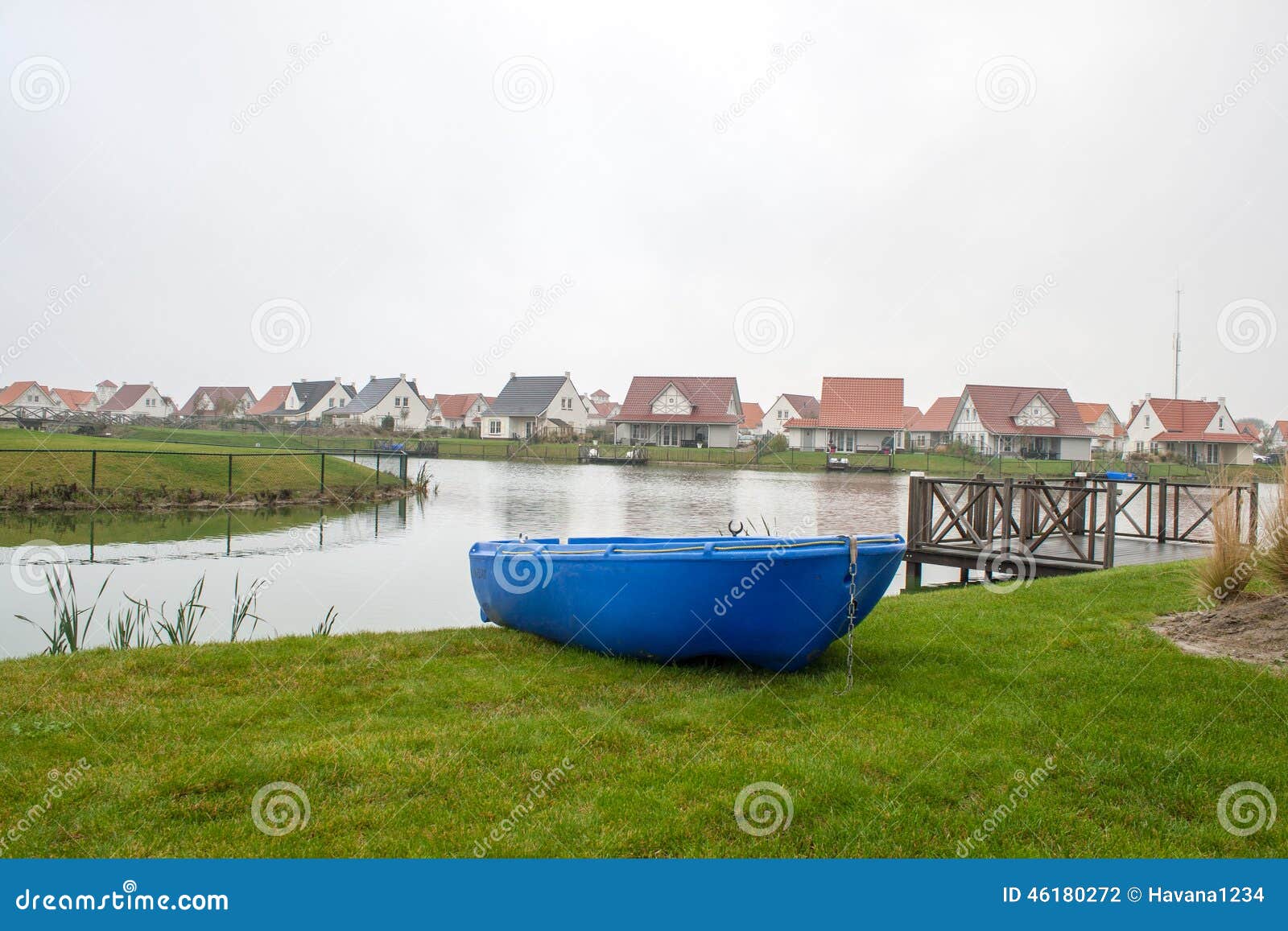 Blue Rowboat on the Lake on Vacation Stock Photo - Image of calm ...
