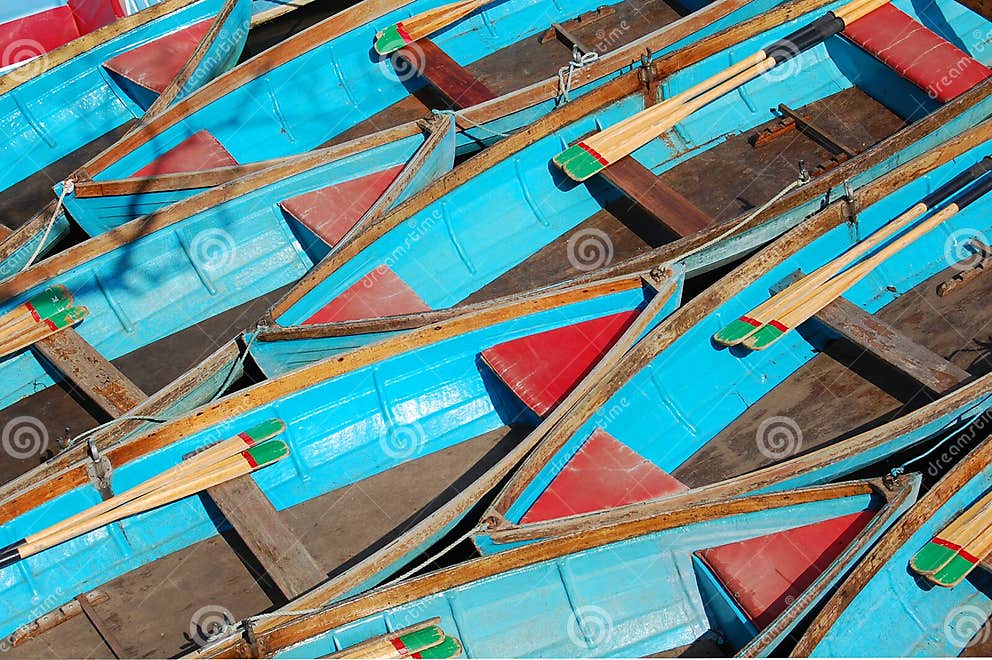 Blue Rowing Boats from Above Stock Photo - Image of wood, rent: 24357274