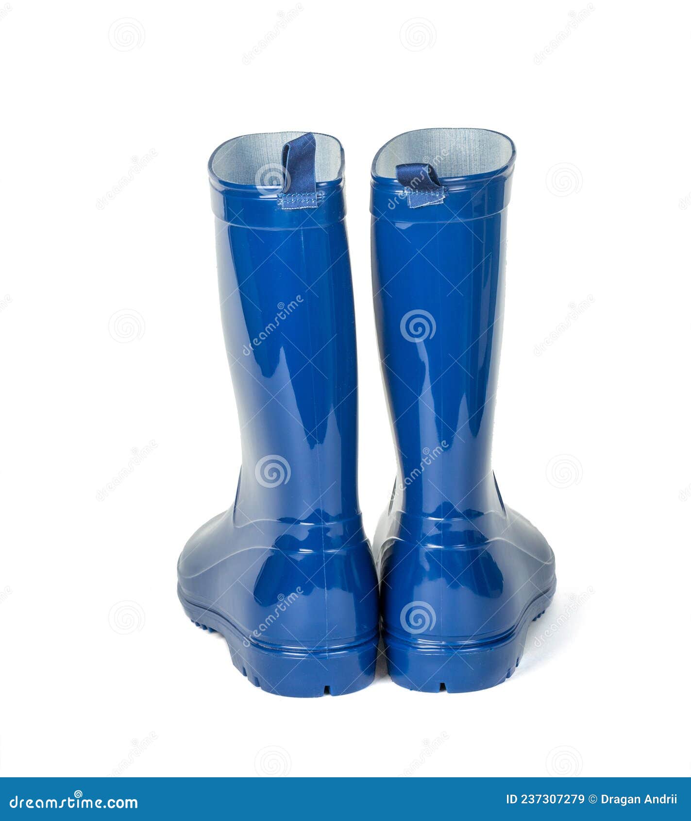 Blue Rubber Boots from the Back Isolated on White Background Stock ...
