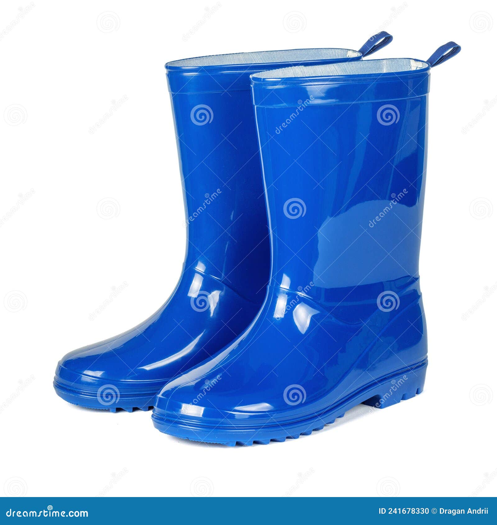 Blue Rubber Boots Side View Isolated on White Background Stock Photo ...