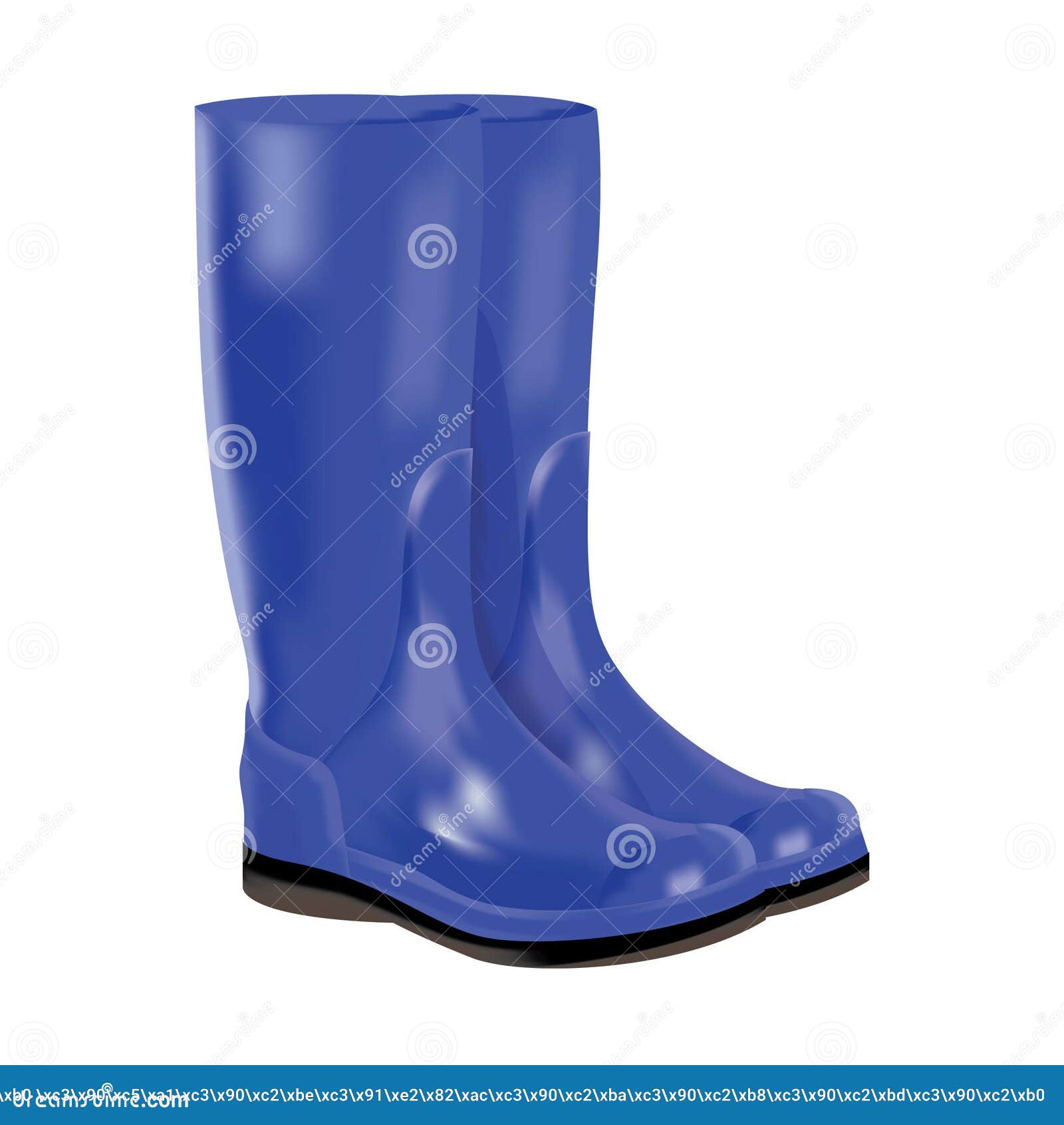 Blue Rubber Boots on White Background. Stock Vector - Illustration of ...
