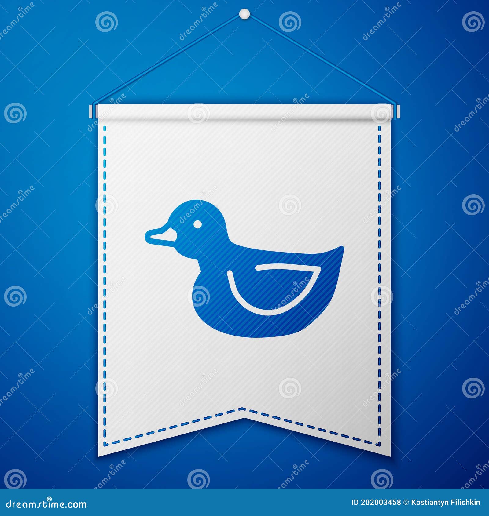 Blue Rubber Duck Icon Isolated on Blue Background. White Pennant ...