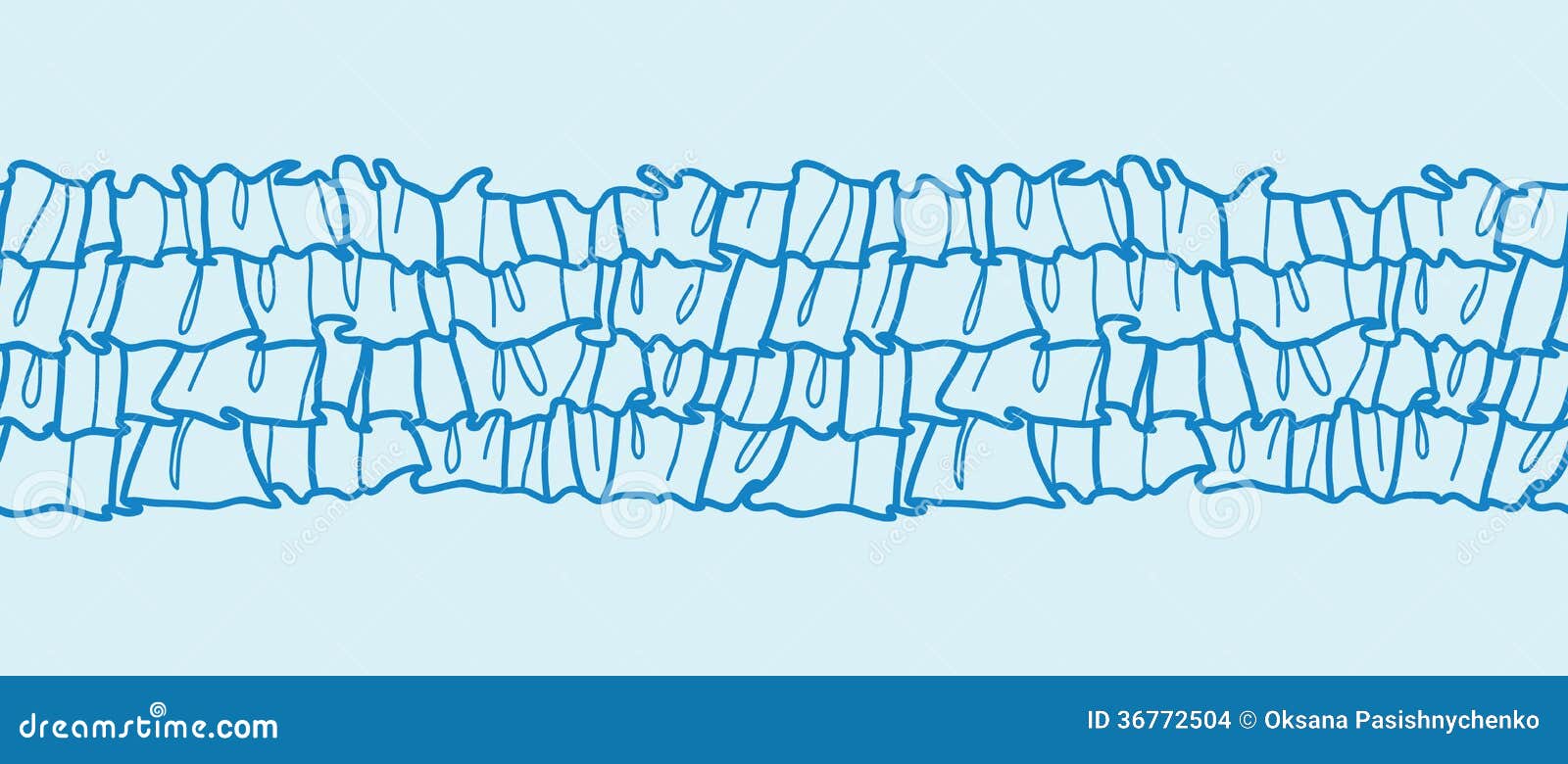 Blue Ruffle Fabric Texture Horizontal Border Stock Illustration ...