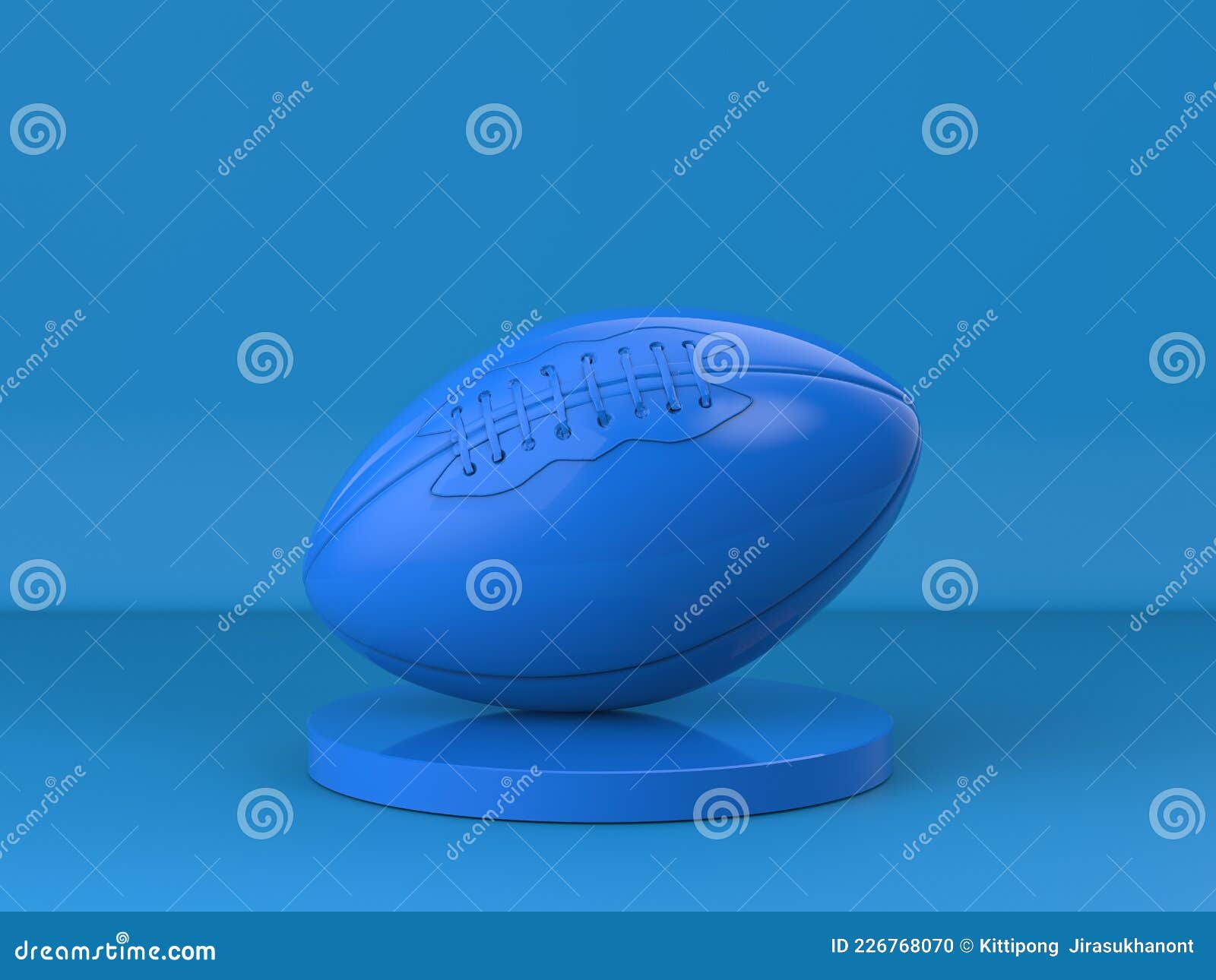 Blue Rugby Ball on Blue Background Stock Illustration - Illustration of ...