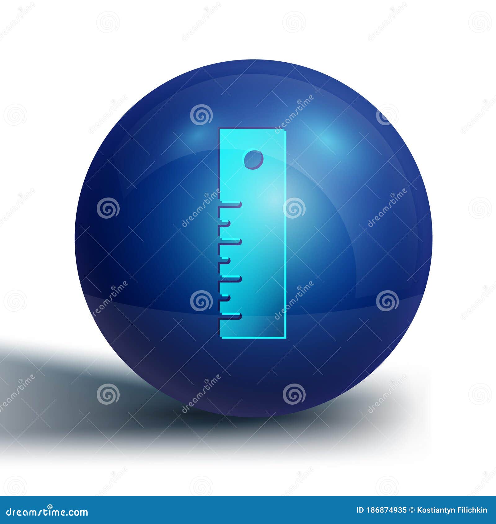 Blue Ruler Icon Isolated on White Background. Straightedge Symbol. Blue ...