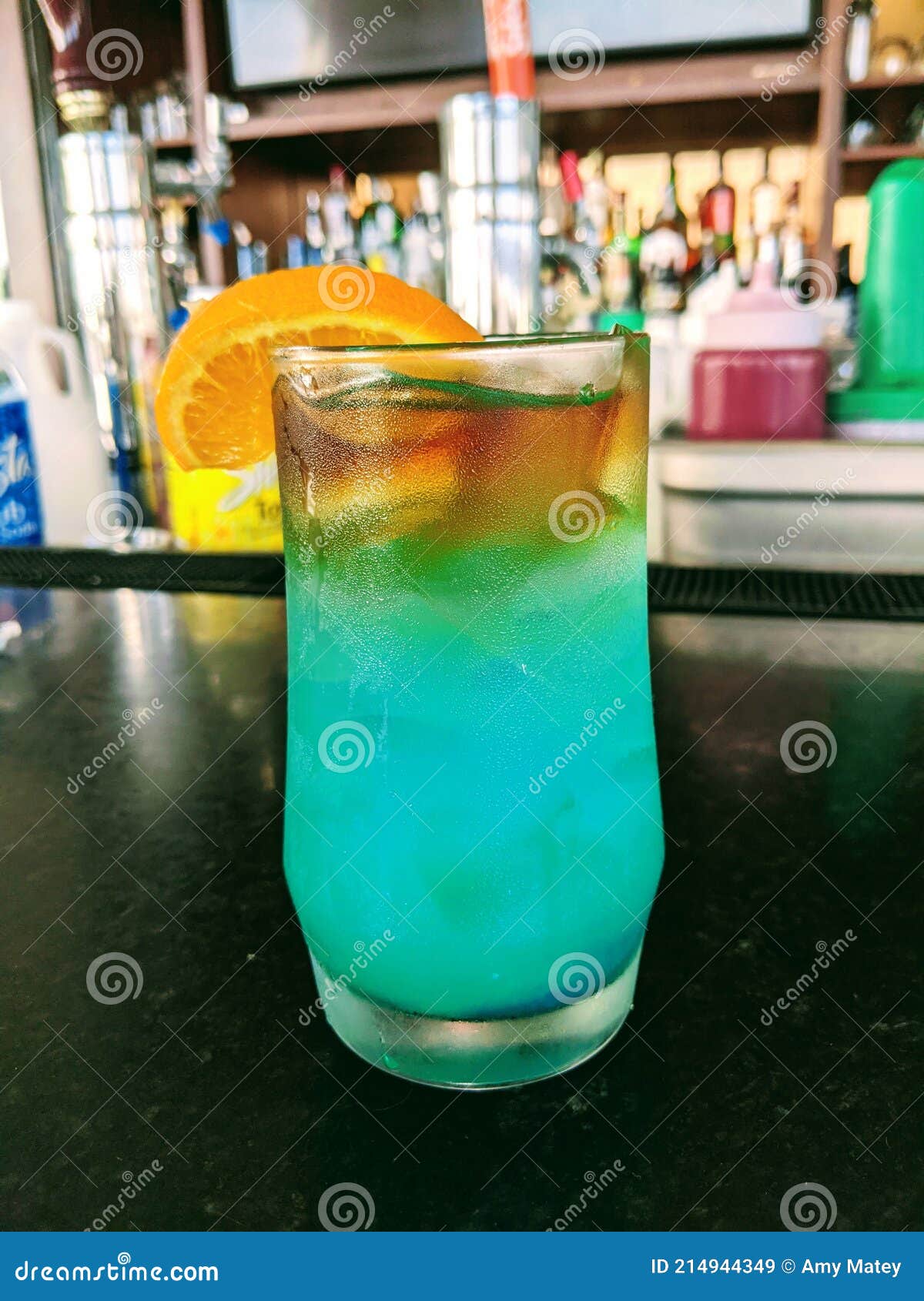 Blue Rum Punch Cocktail on Bar Stock Image - Image of drink, beer ...