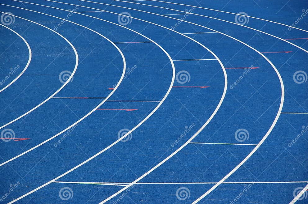 Blue running track stock image. Image of bend, race, curve - 3481071