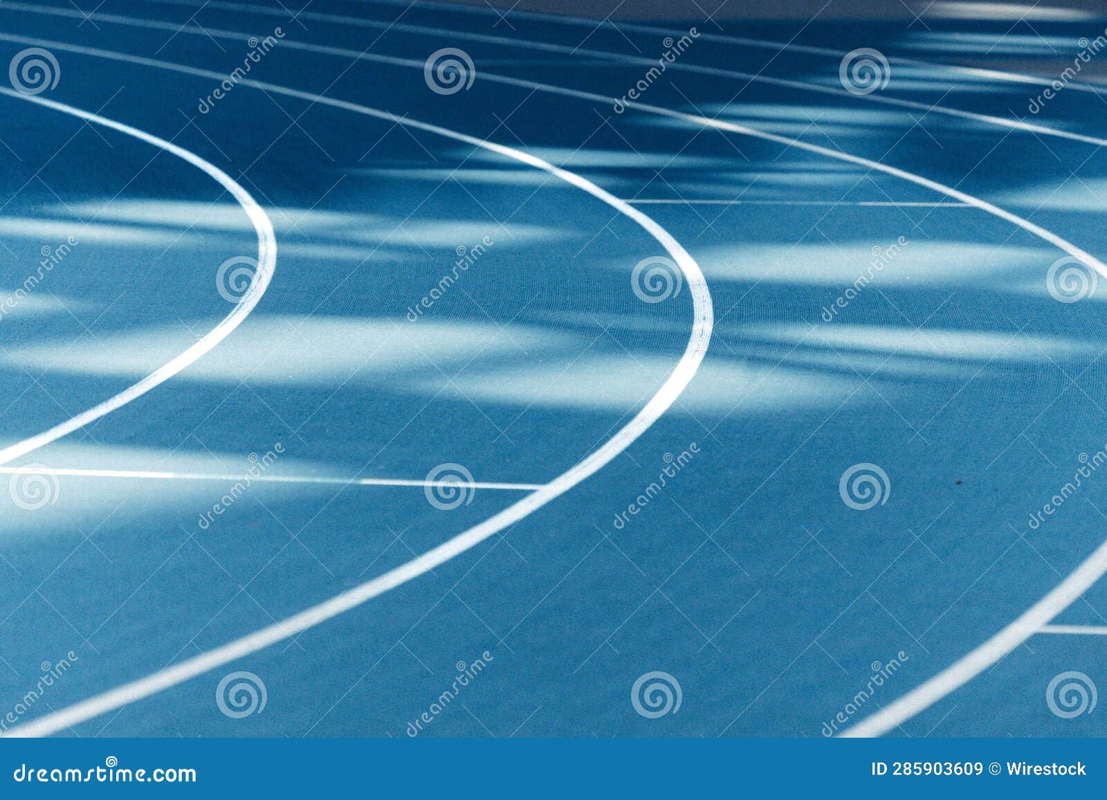 Blue Running Track with Crisp White Lines. Stock Image - Image of ...
