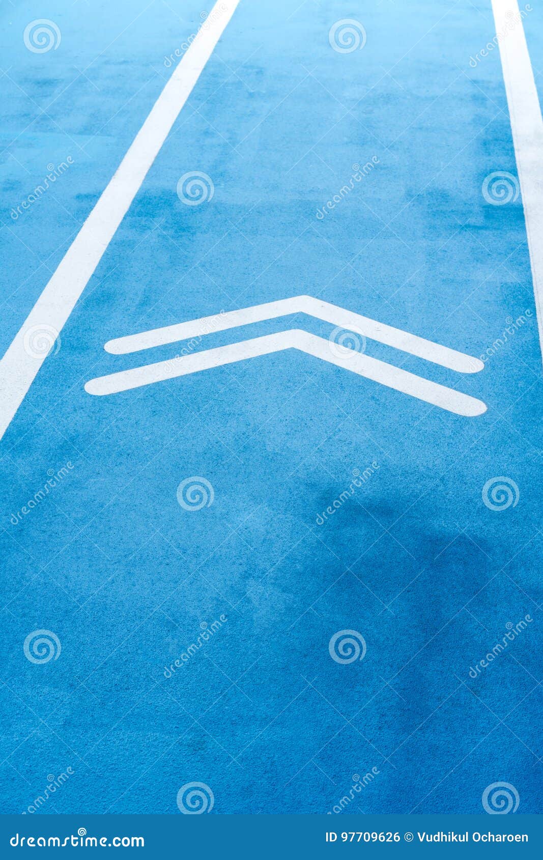 Blue Running Track with Double Arrows Symbol Stock Photo - Image of ...