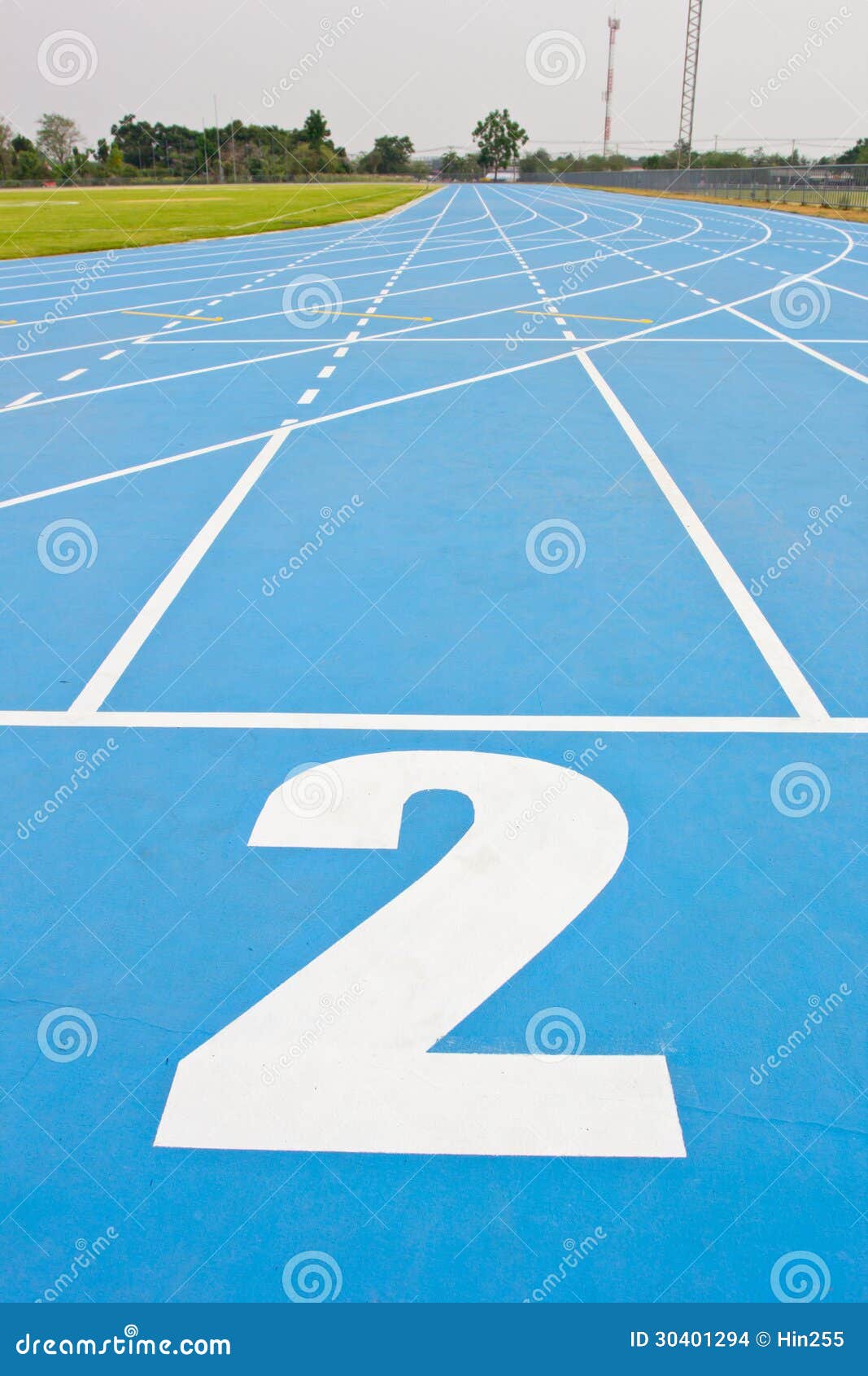 Blue running track stock photo. Image of paint, participate - 30401294