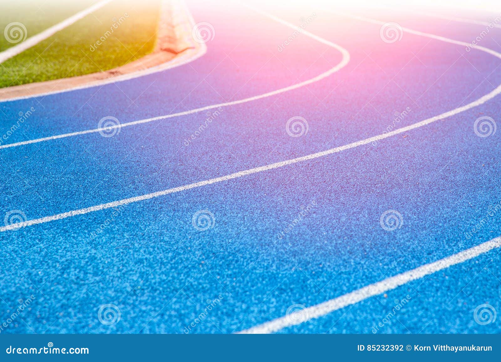 Blue Running Track. stock photo. Image of light, cheerful - 85232392
