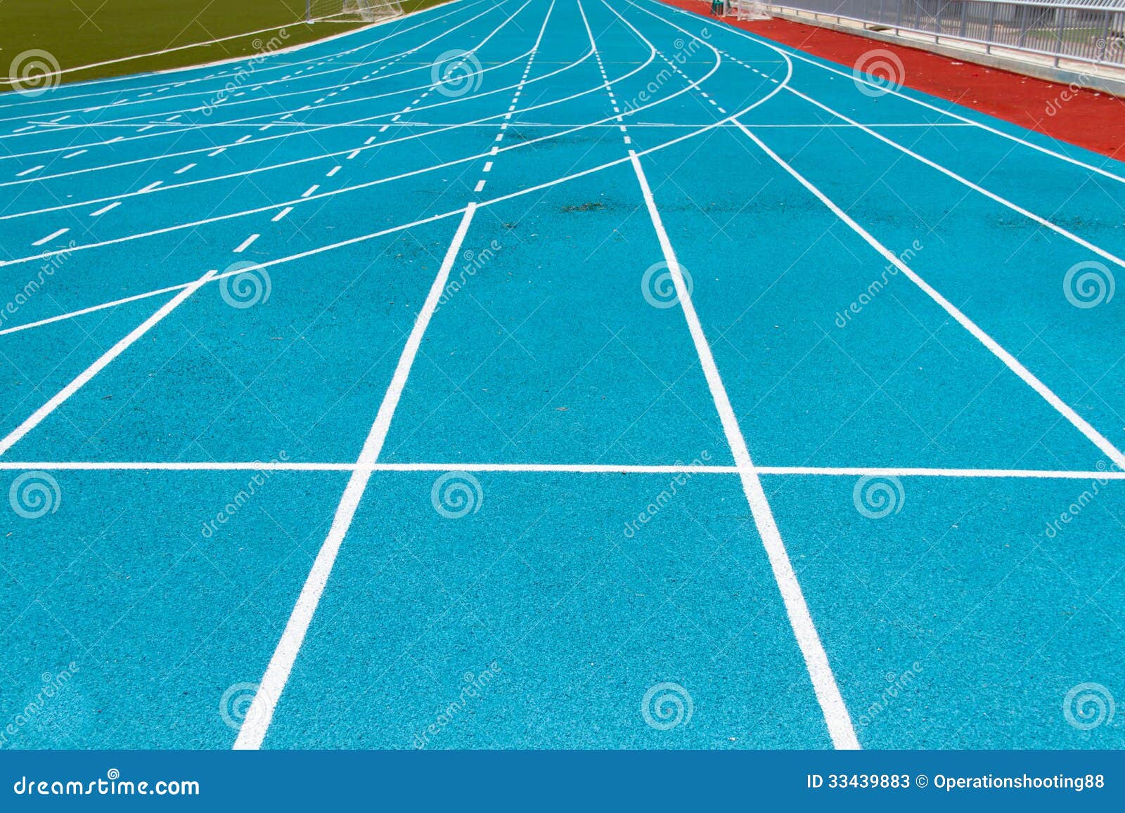 Blue running track stock image. Image of blocks, exercise - 33439883