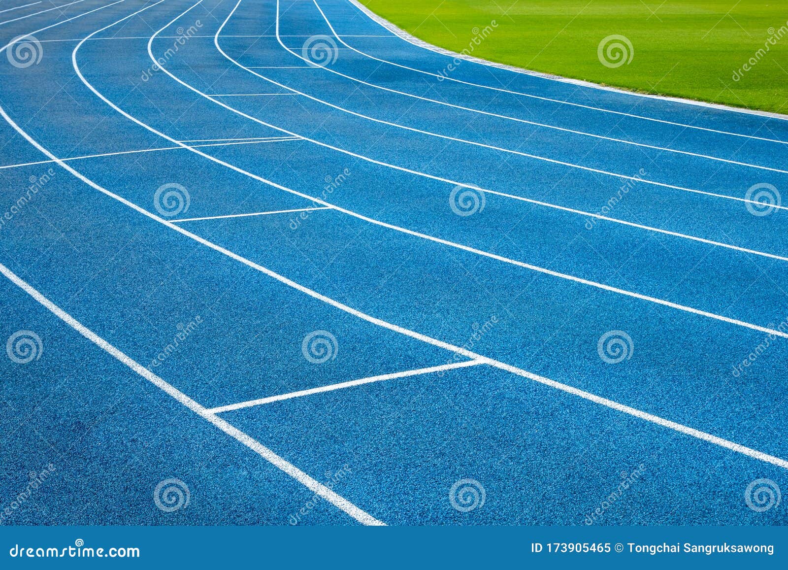 Blue Running Treadmill Track With Lane Numbers In Stadium Outdoors ... Blue Running Treadmill Track With Lane Numbers In Stadium Outdoors ...