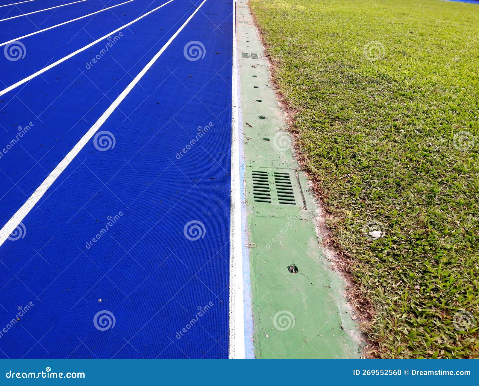 Blue Runway. the Start and End of the Stadium Track Stock Photo - Image ...