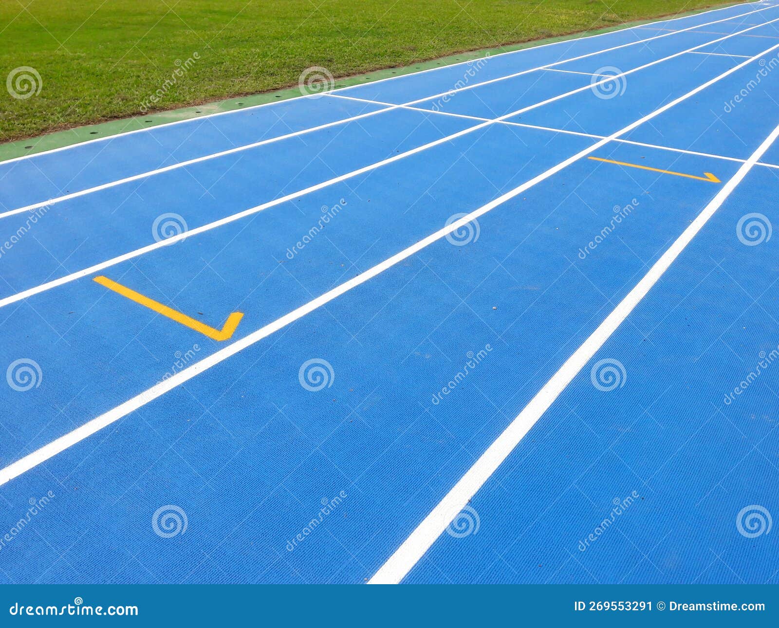 Blue Runway. the Start and End of the Stadium Track Stock Image - Image ...